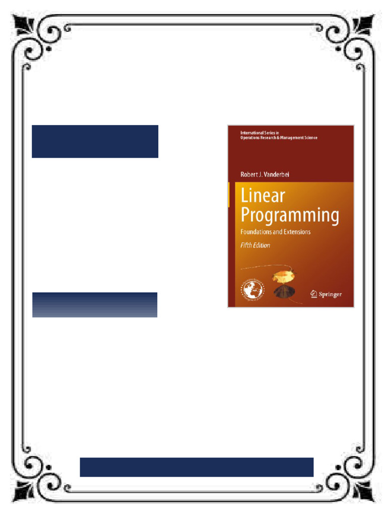 Linear Programming Foundations and Extensions 5th Edition Robert J. Vanderbei eBook restored ...