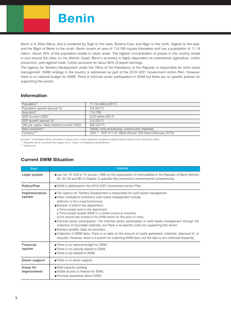 benin_en_1 | PDF | Waste Management | Sanitation