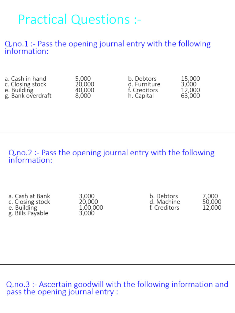 Journal Entries and Accounting Questions | PDF | Debits And Credits ...