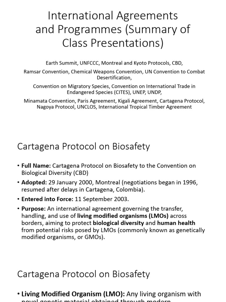 Overview of Key International Agreements | PDF | Chlorofluorocarbon ...
