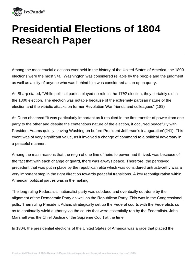 1804 Presidential Election Overview | PDF | Thomas Jefferson ...