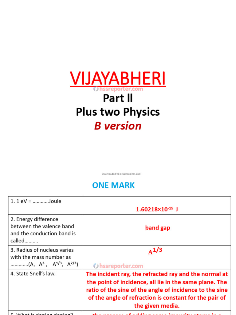 Hssreporter•Com_-2 Physics Part Ll B Version Key | PDF