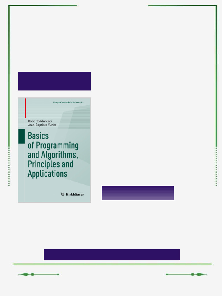 Basics of Programming and Algorithms Principles and Applications 2024th Edition Roberto Mantaci ...