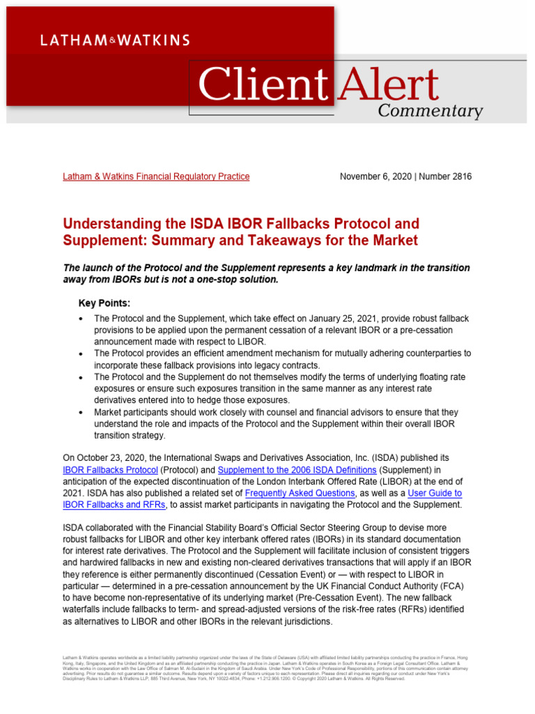 Understanding the Isda Ibor Fallbacks Protocol and Supplement Summary ...