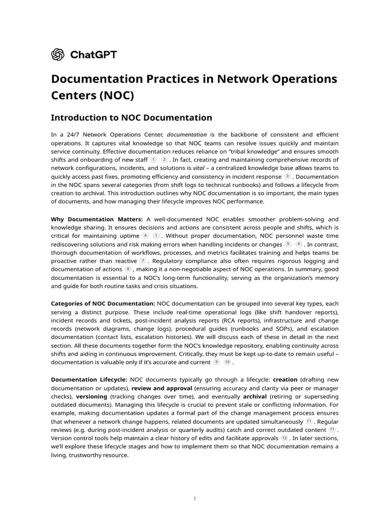NOC Documentation Best Practices Guide | PDF | Share Point | Computer ...