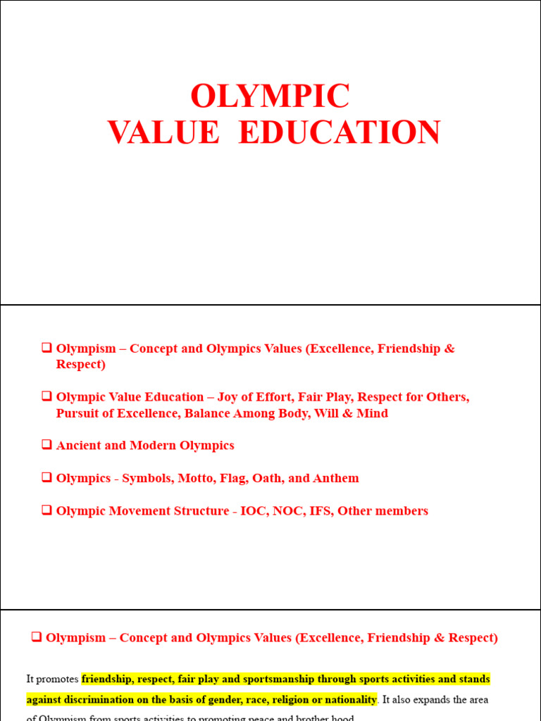 Chapter 2 OLYMPIC Value Education | PDF | Olympic Games | Sports