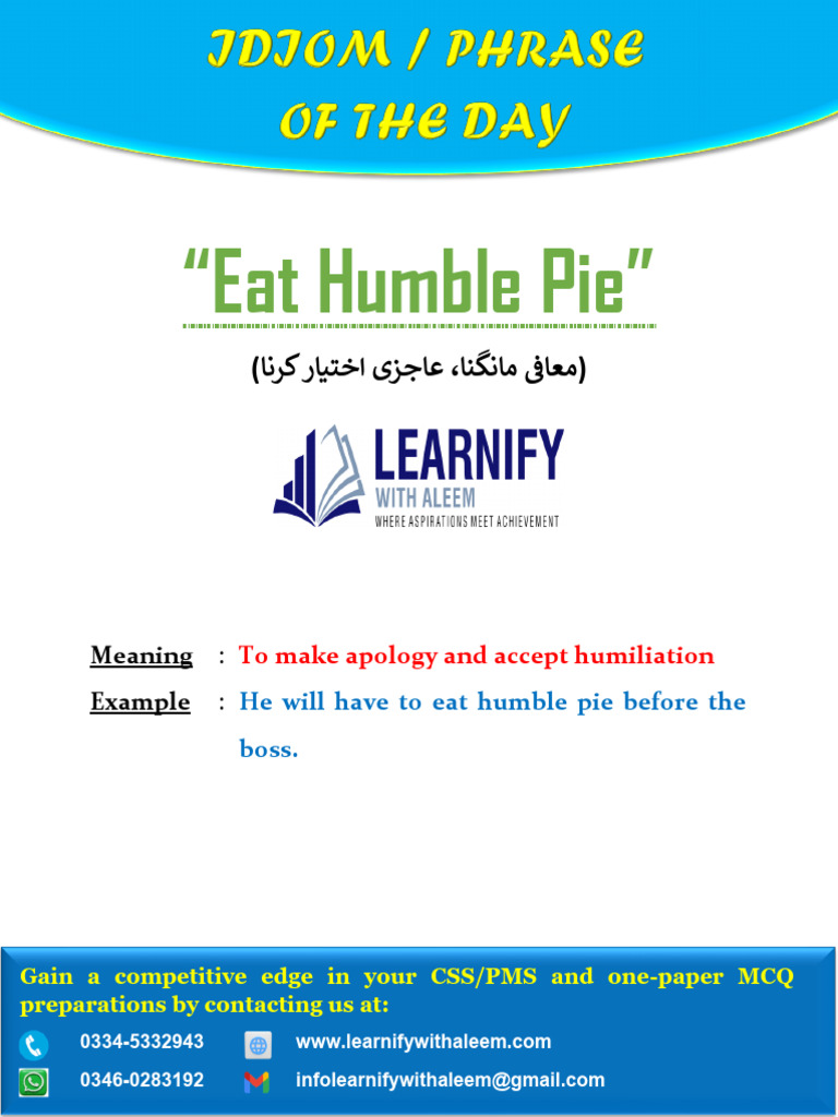 Meaning of "Eat Humble Pie" | PDF