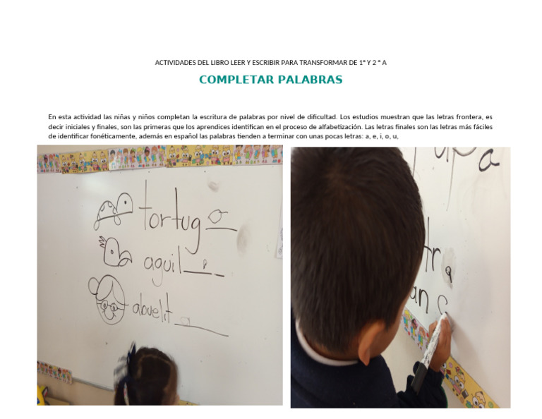 Actividades Del Libro Leer y Escribir para Transformar de Completar ...