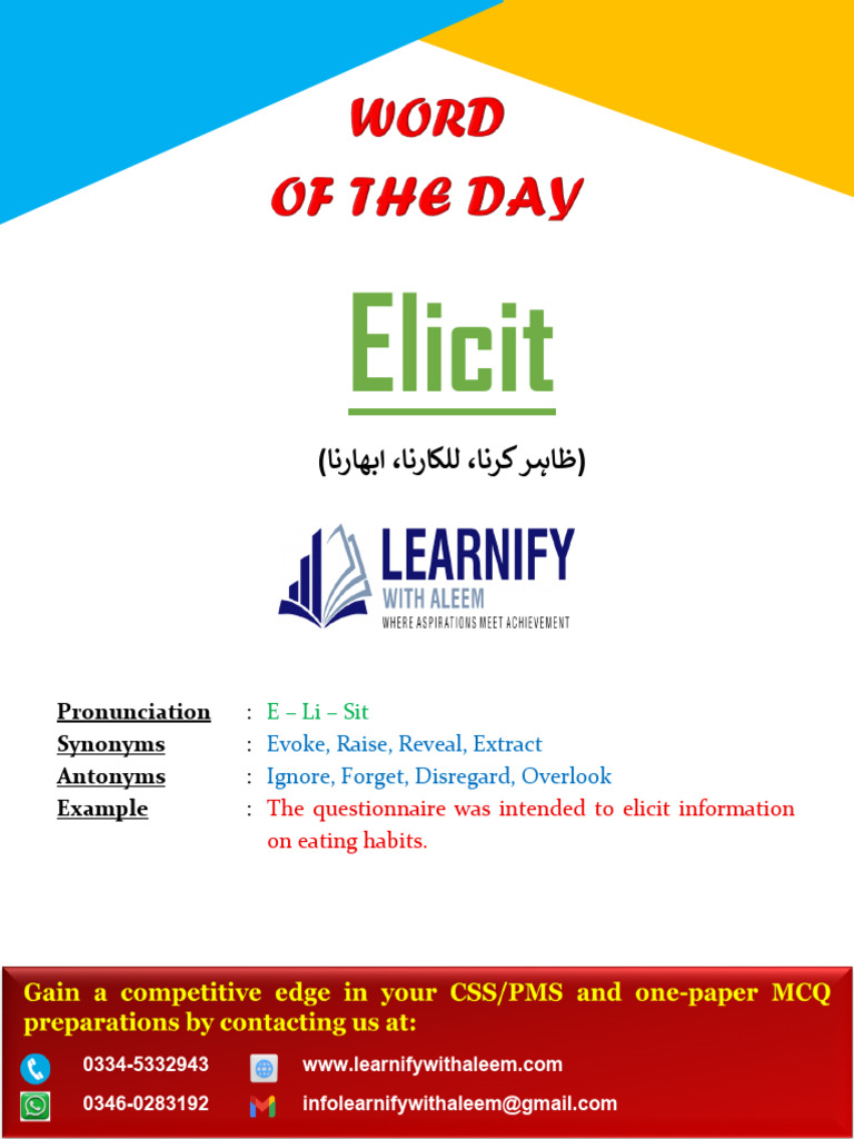 Word of the Day - Elicit | PDF