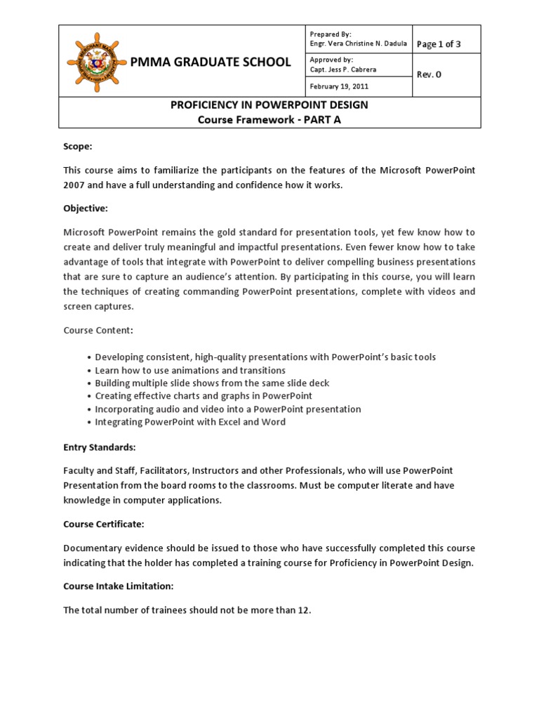 Course Framework - Part A Rev.0 | PDF | Microsoft Power Point ...