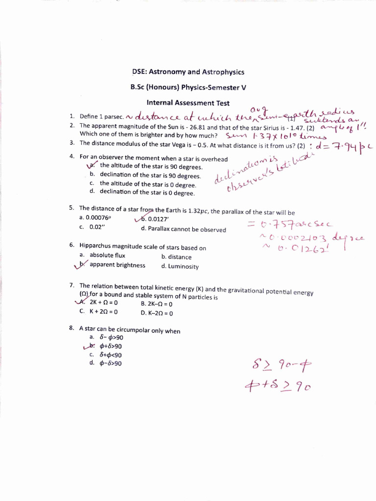 Astronomy Assessment Test Questions | PDF | Astronomy