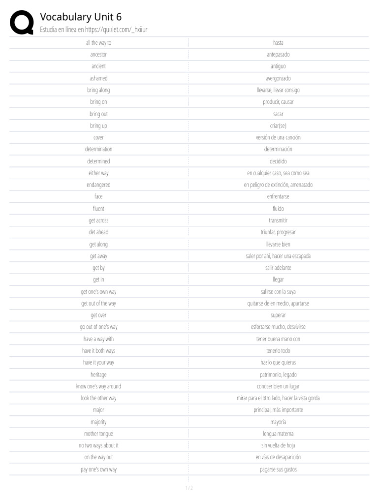 Vocabulary Unit 6 | PDF