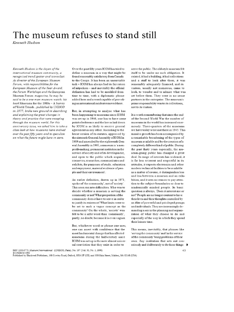 The Museum Refuses To Stand Still - UNESCO Digital Library | PDF