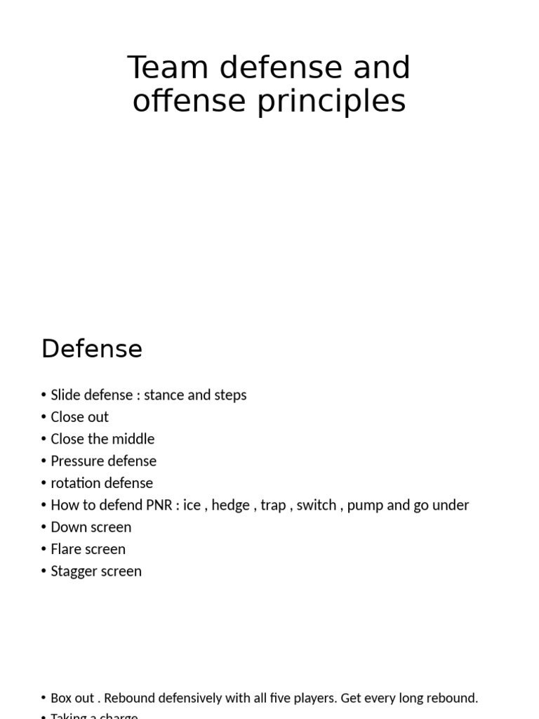Team Defense and Offense Principles | PDF