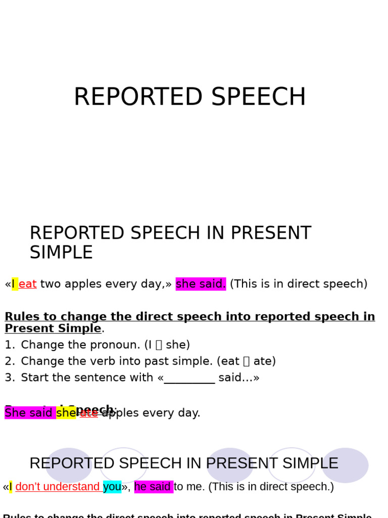 Reported Speech Rules Explained | PDF | Question | Verb
