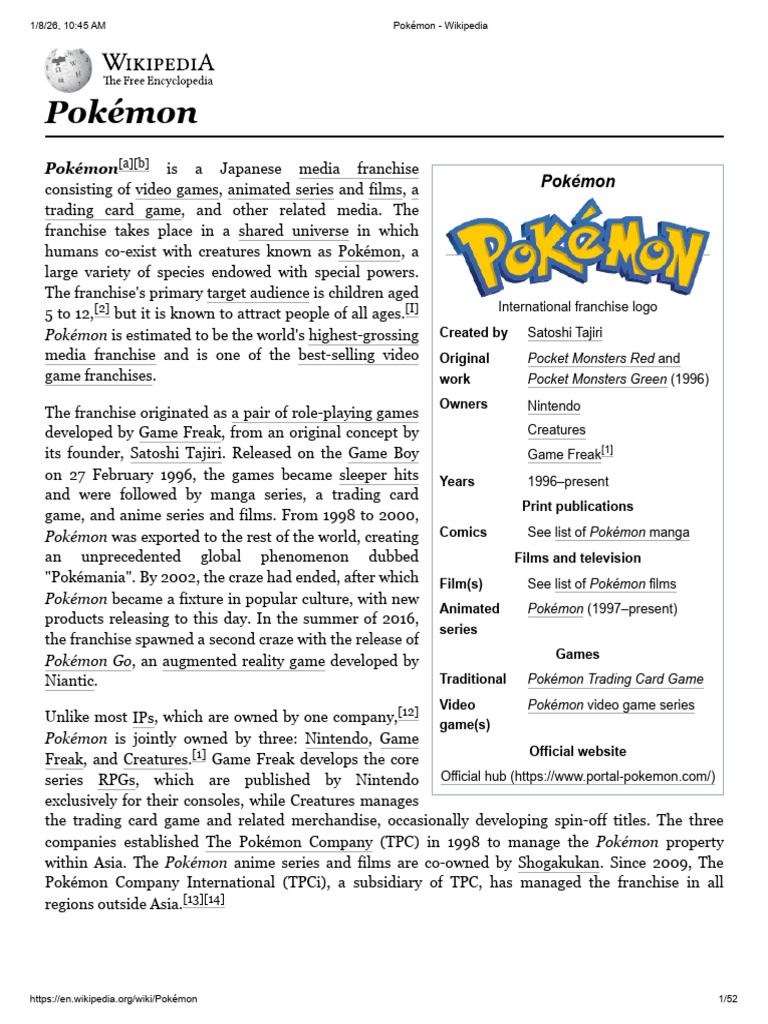 Pokémon Timeline | PDF | Pokémon