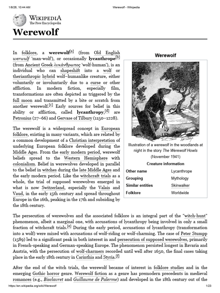 Werewolf Notes | PDF | Werewolves | Linguistics