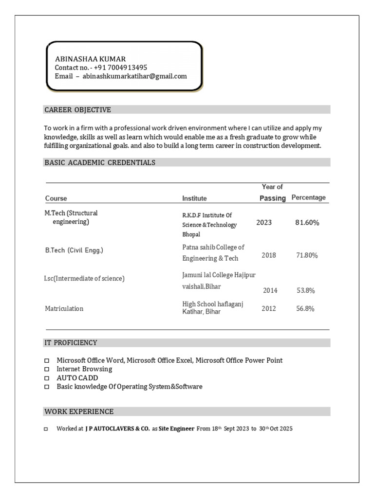Abinash Cv 11 | PDF