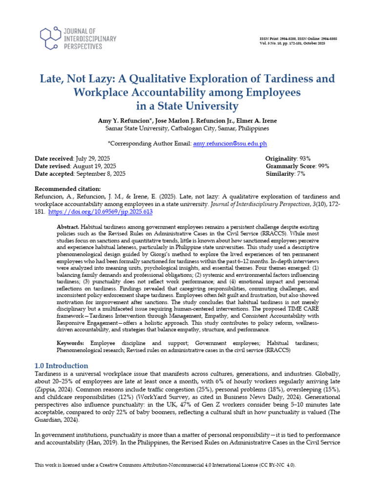17 Late,+Not+Lazy-+a+Qualitative+Exploration+of+Tardiness+and+Workplace ...