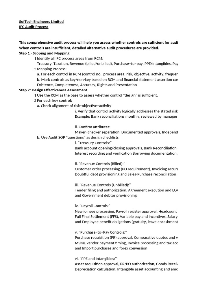 IFC Audit Process: Control Assessment Guide | PDF | Taxes | Payroll