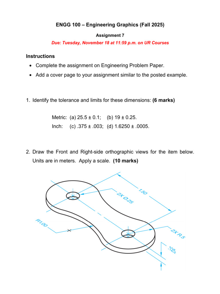 Engineering Graphics Assignment 7 | PDF
