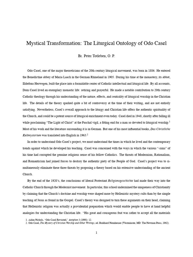 Mystical Transformation the Liturgical O | PDF | Sacred Mysteries ...