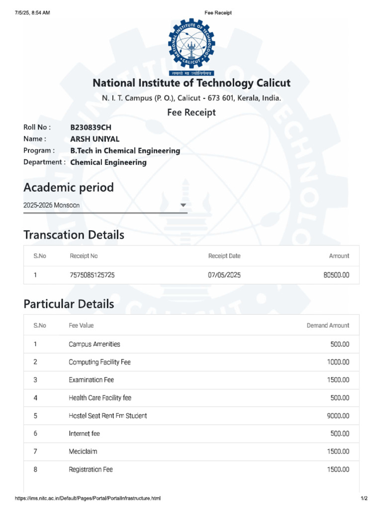 Fee Breakdown | PDF