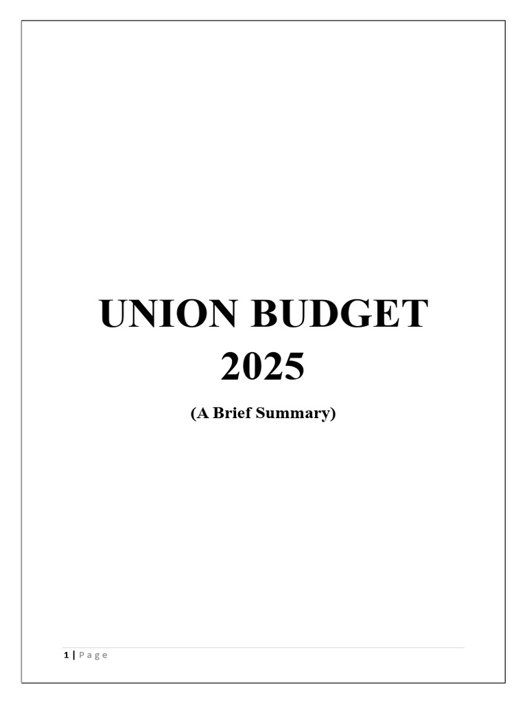 Union Budget 2025 Summary Highlights | PDF | Taxes | Taxation
