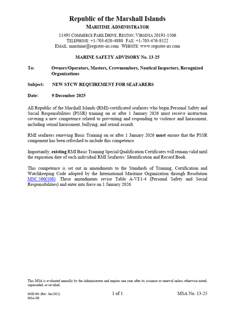New STCW Requirement for Seafarers | PDF
