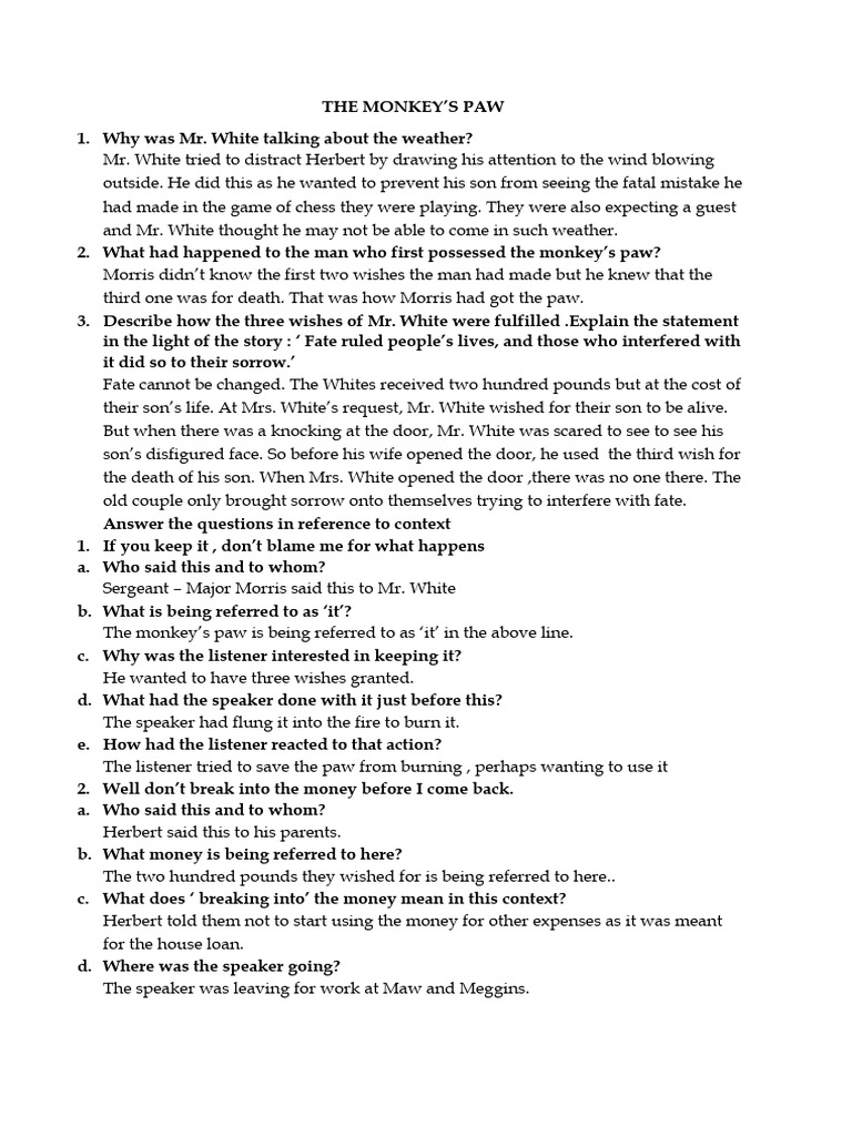 THE MONKEY'S PAW | PDF