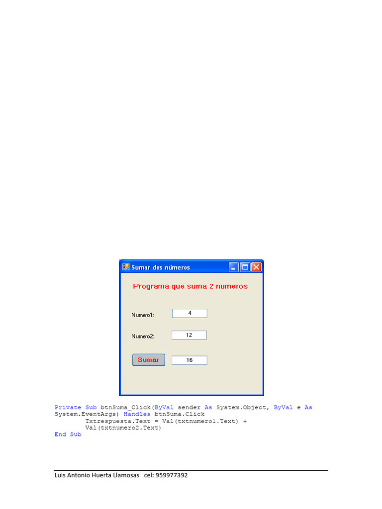 LhSesion 02 Controles Label, TextBox y Button | PDF