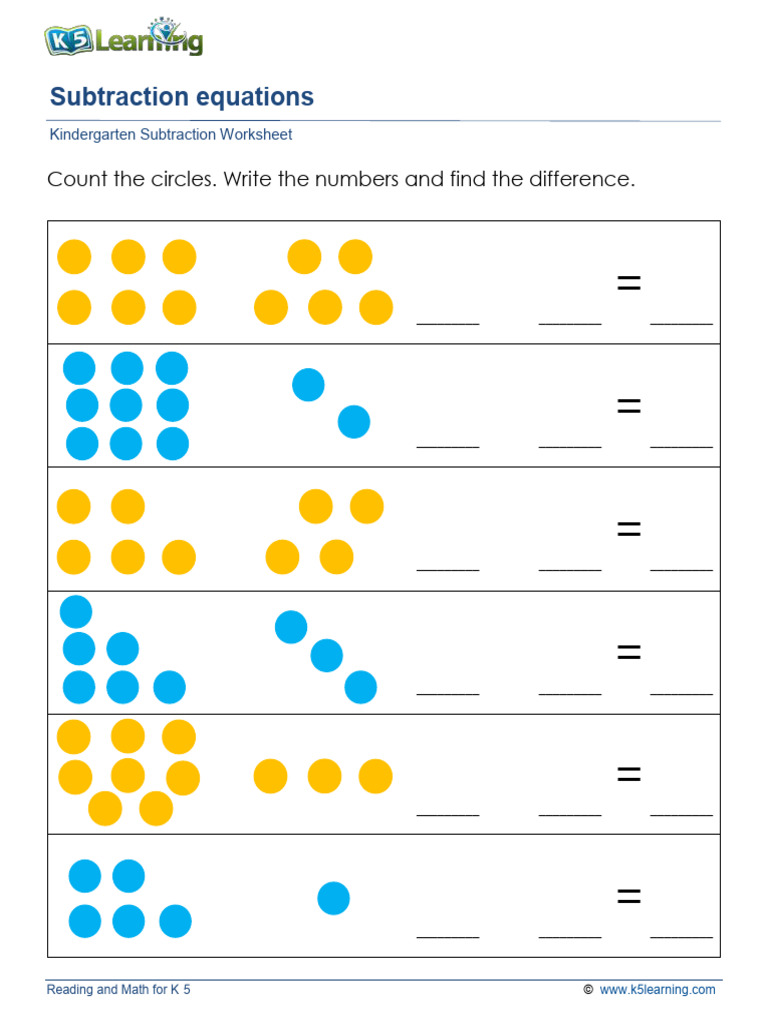 Kindergarten Subtraction Worksheet | PDF