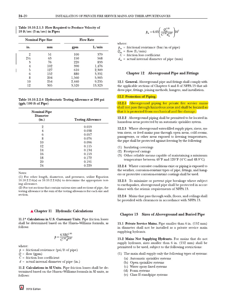 NFPA 24, 2013 Hydrant System. | PDF