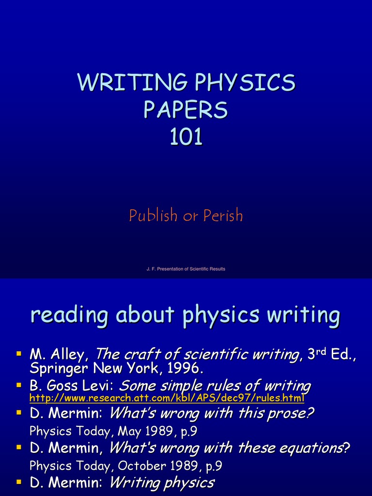 Writing Physics Papers | Abstract (Summary) | Physics & Mathematics