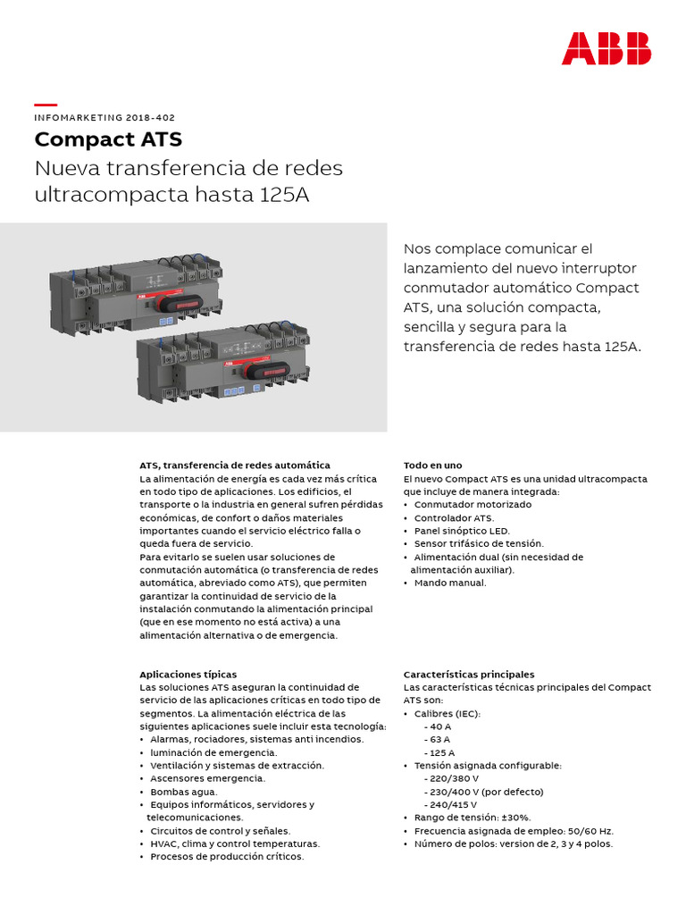 Lanzamiento Compact ATS 125A | PDF | Ingenieria Eléctrica
