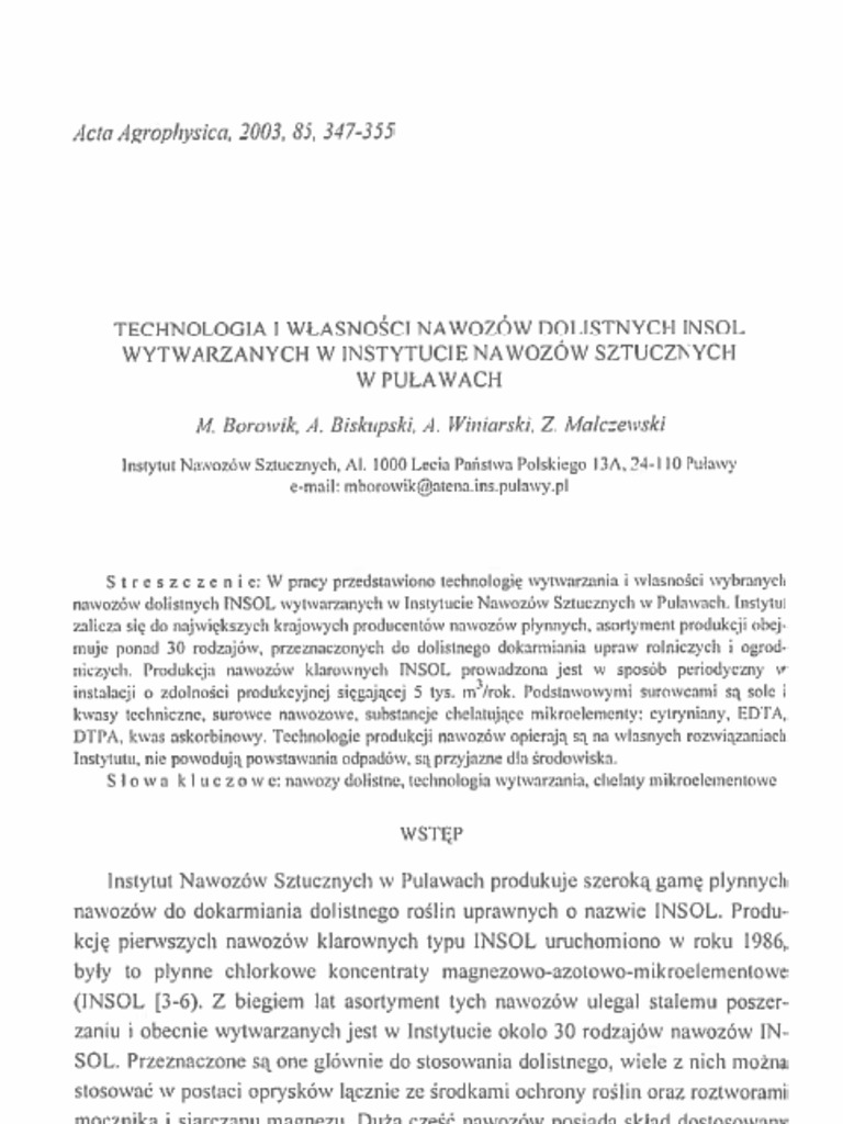 INSOL Fertilizers | PDF