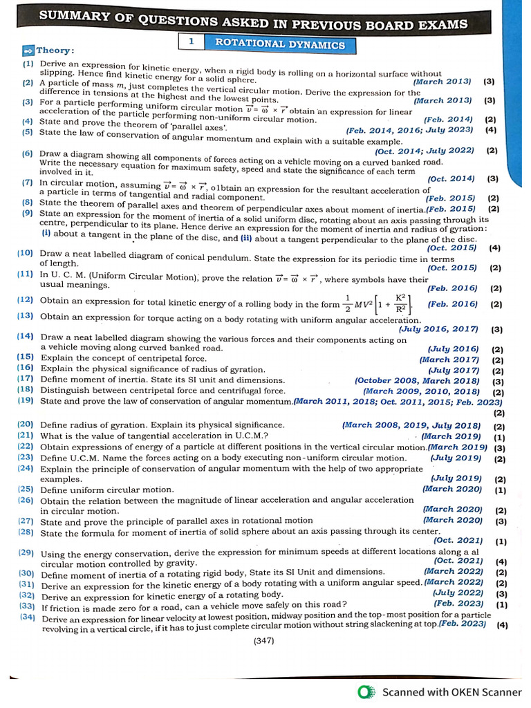 Board Exam Questions | PDF