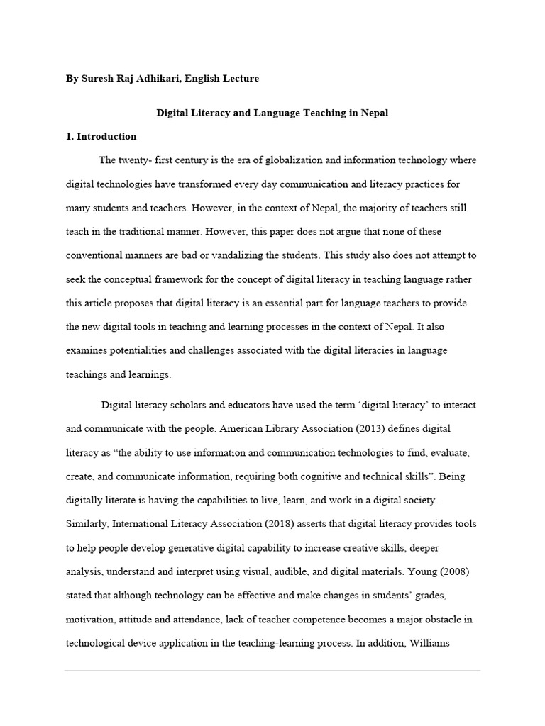 Digital Literacy in Nepal's Language Teaching | PDF | Information And ...