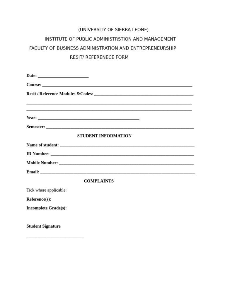 Resit Form | PDF