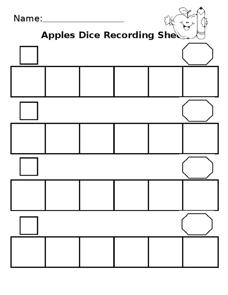 Apples Dice Game Recording Sheet | PDF | Language Arts & Discipline