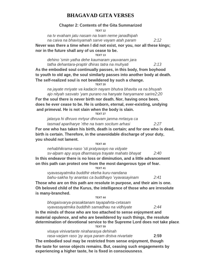 Key Verses from the Bhagavad Gita | PDF | Brahman | Religious ...