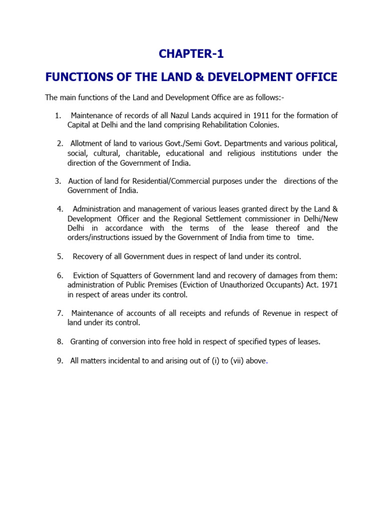 Functions of Land & Development Office | PDF | Lease