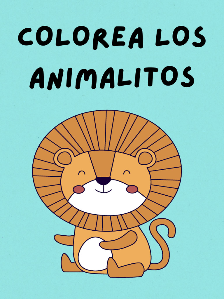 Documento A4 Libro Para Colorear Animales Sencillo Divertido Infantil ...
