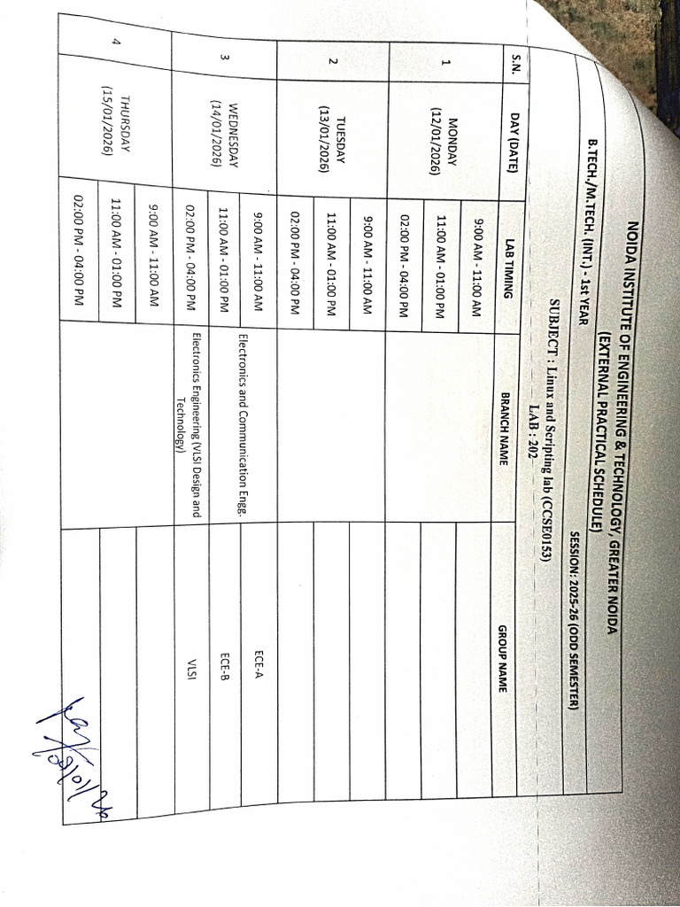 Linux Lab Schedule | PDF
