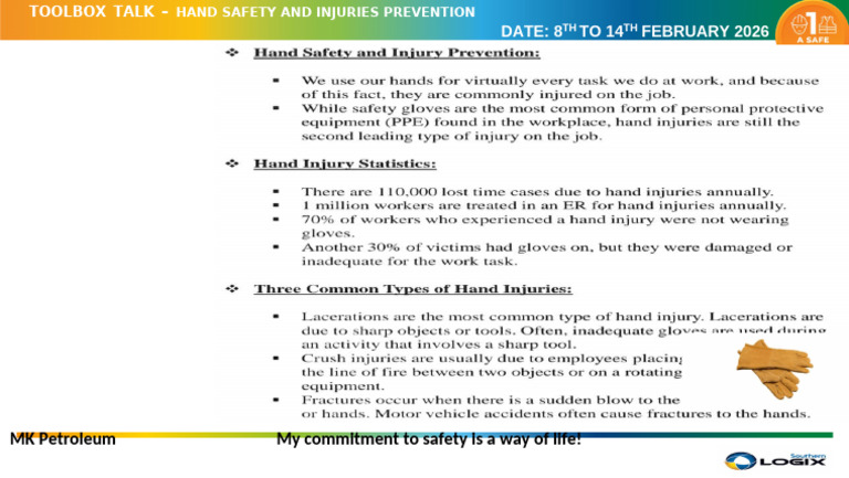 Tool_box_talk_-hand Safety and Injuries Prevention | PDF
