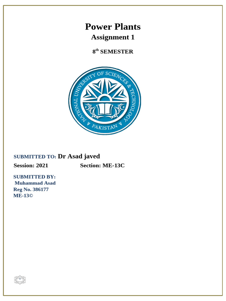 Power Plants Assignment 1 | PDF | Combustion | Water Vapor
