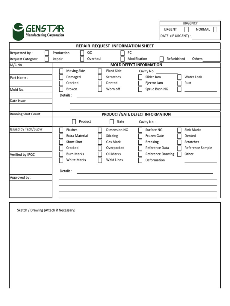 Repair Request Informaation Sheet REV1 | PDF | Secondary Sector Of The ...