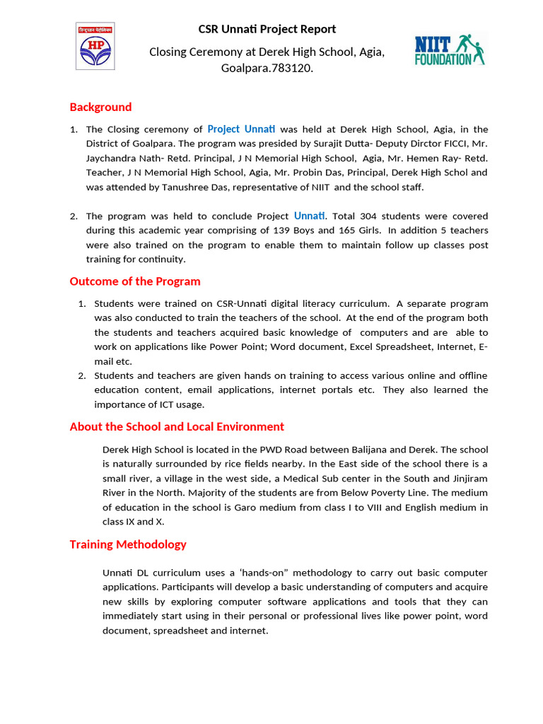 Derek Closing Report | PDF | Learning