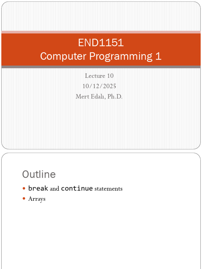 END1151 Lecture10 Section1 | PDF | Control Flow | Data Type