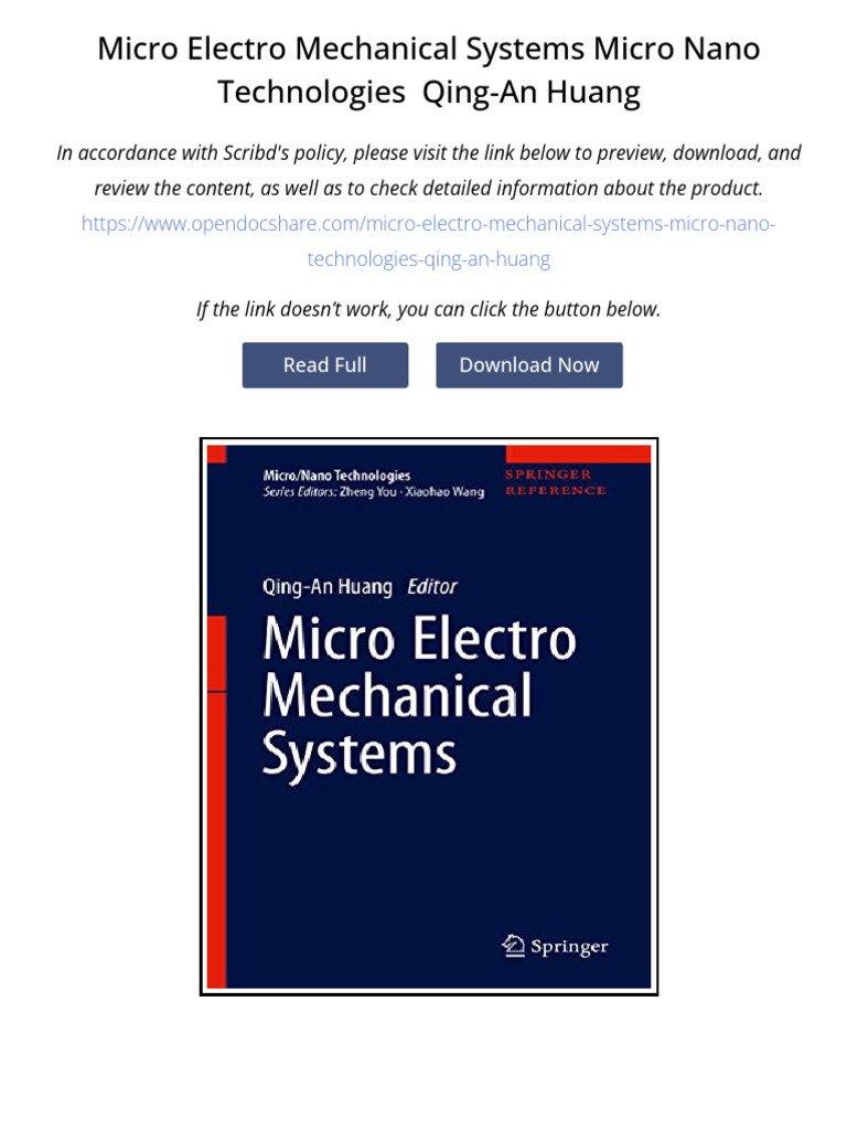 Micro Electro Mechanical Systems Micro Nano Technologies Qing-An Huang | PDF | Physical Sciences